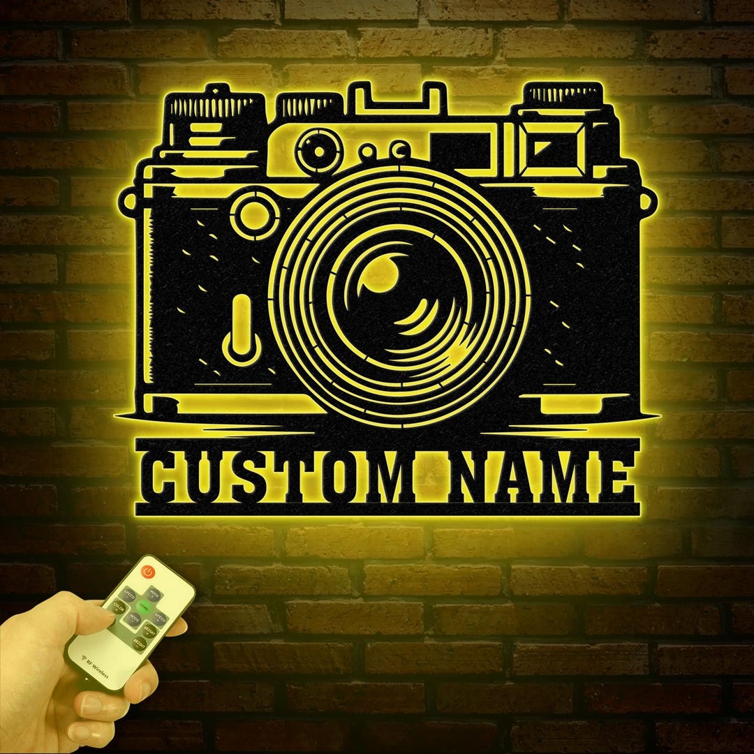 Custom Camera Metal Wall Art With Led Lights, Personalized Photographer ...