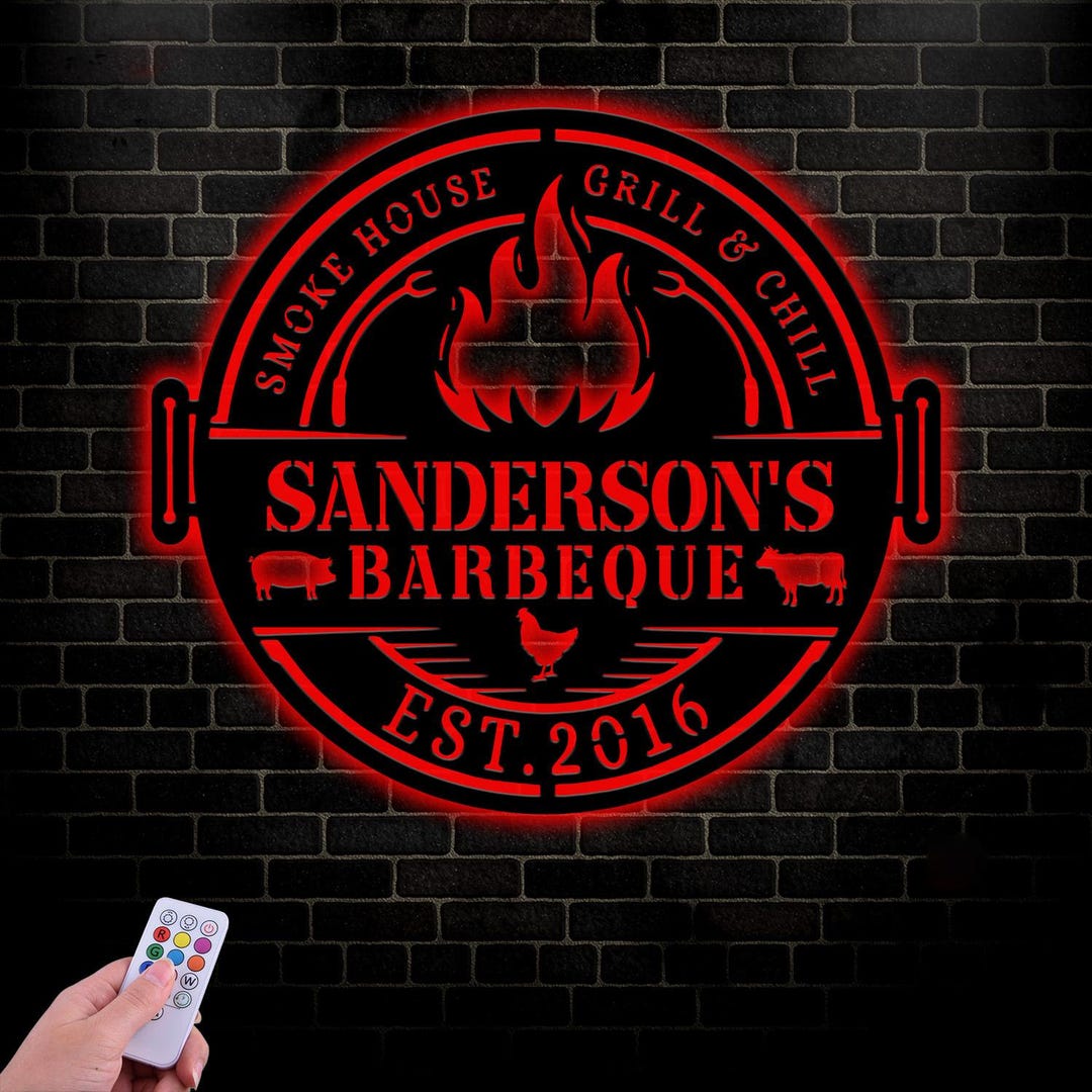 Barbecue Sign for Outdoor, Large BBQ Sign, Barbecue Wall Art Decor ...