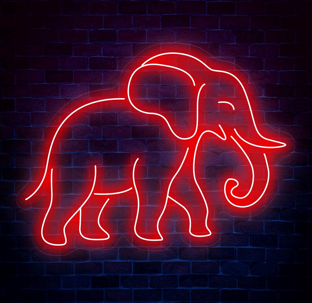Elephant Neon Sign, Custom LED Elephant Light for Kids Room, Safari ...