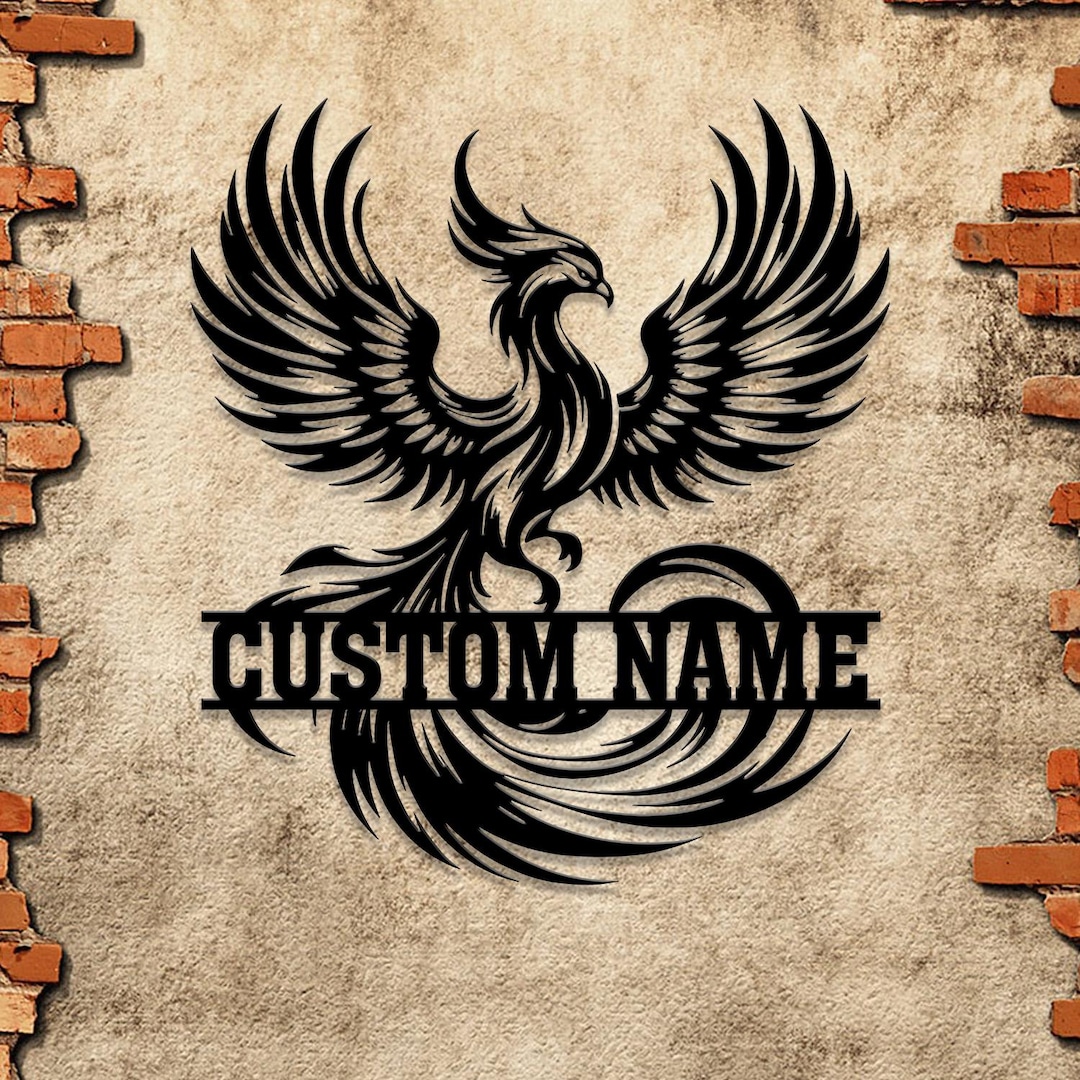 Custom Rising Phoenix Metal Sign: Personalized Metal Wall Decor With ...