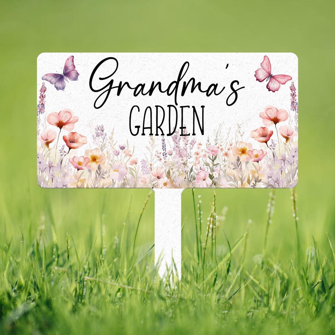 Custom Floral Butterfly Garden Sign, Personalized Name Garden Stake ...
