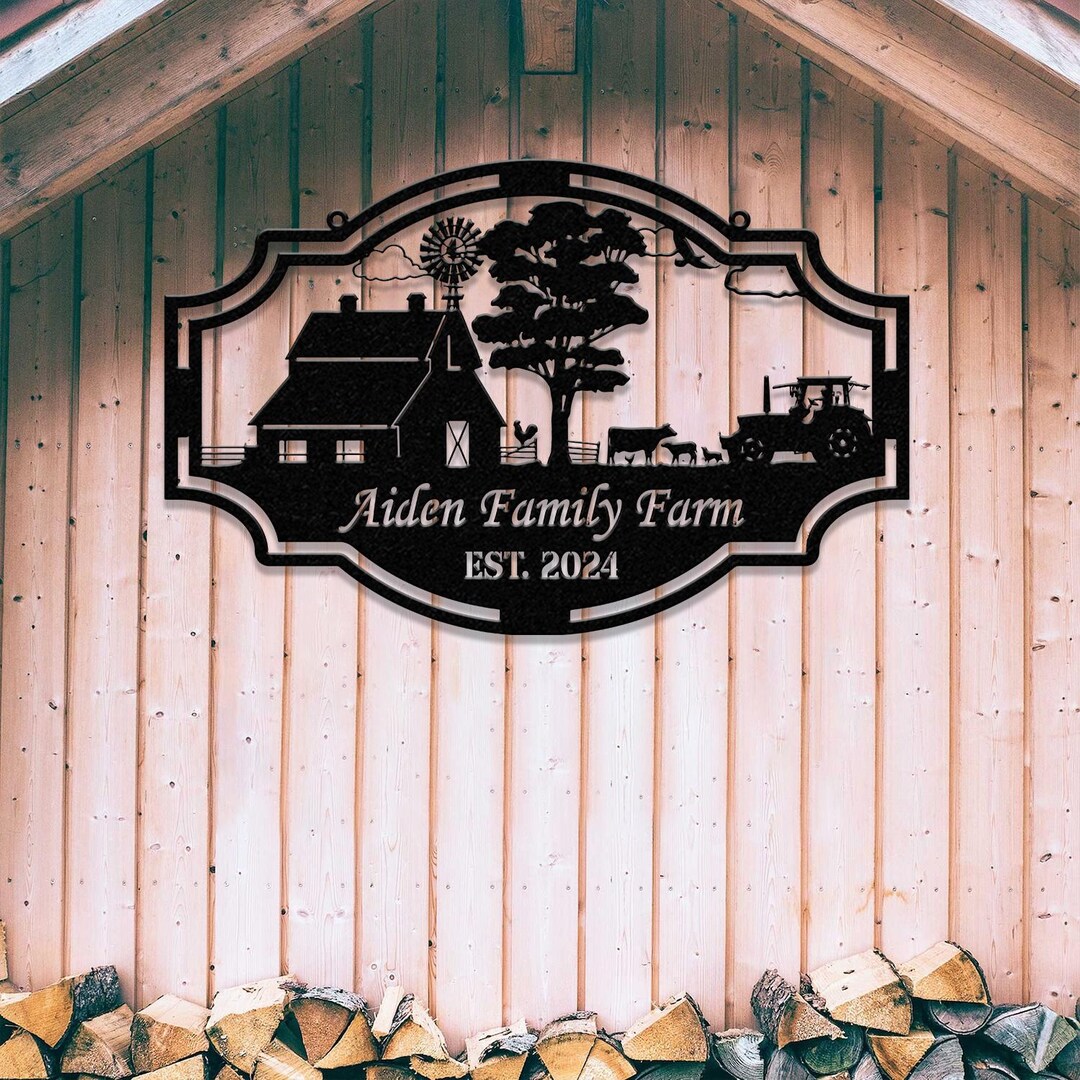 Personalized Metal Farm Sign | Custom Farmhouse Decor | Farm Name Sign ...