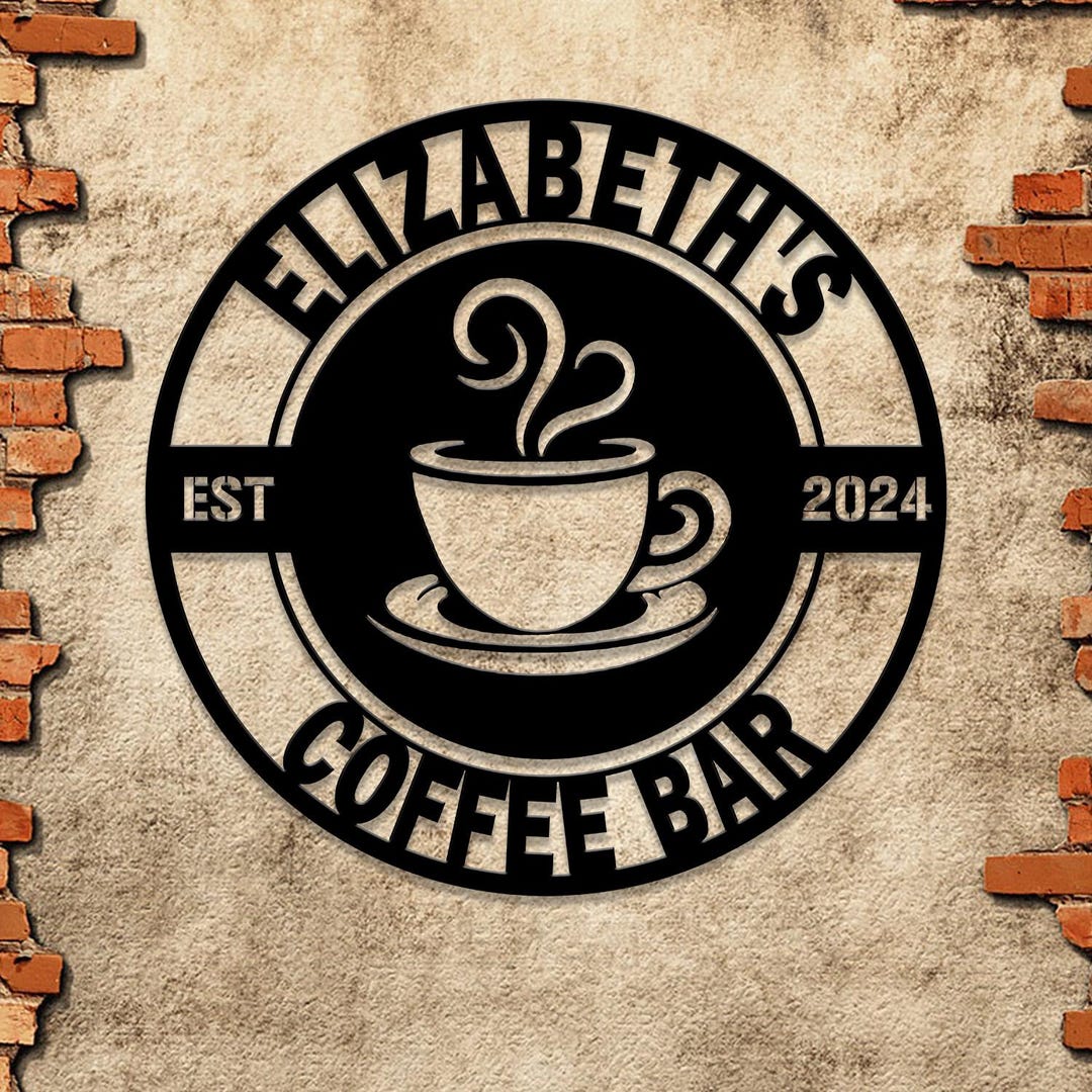 Custom Coffee Bar Metal Sign With Led Lights - Personalized Coffee Shop ...