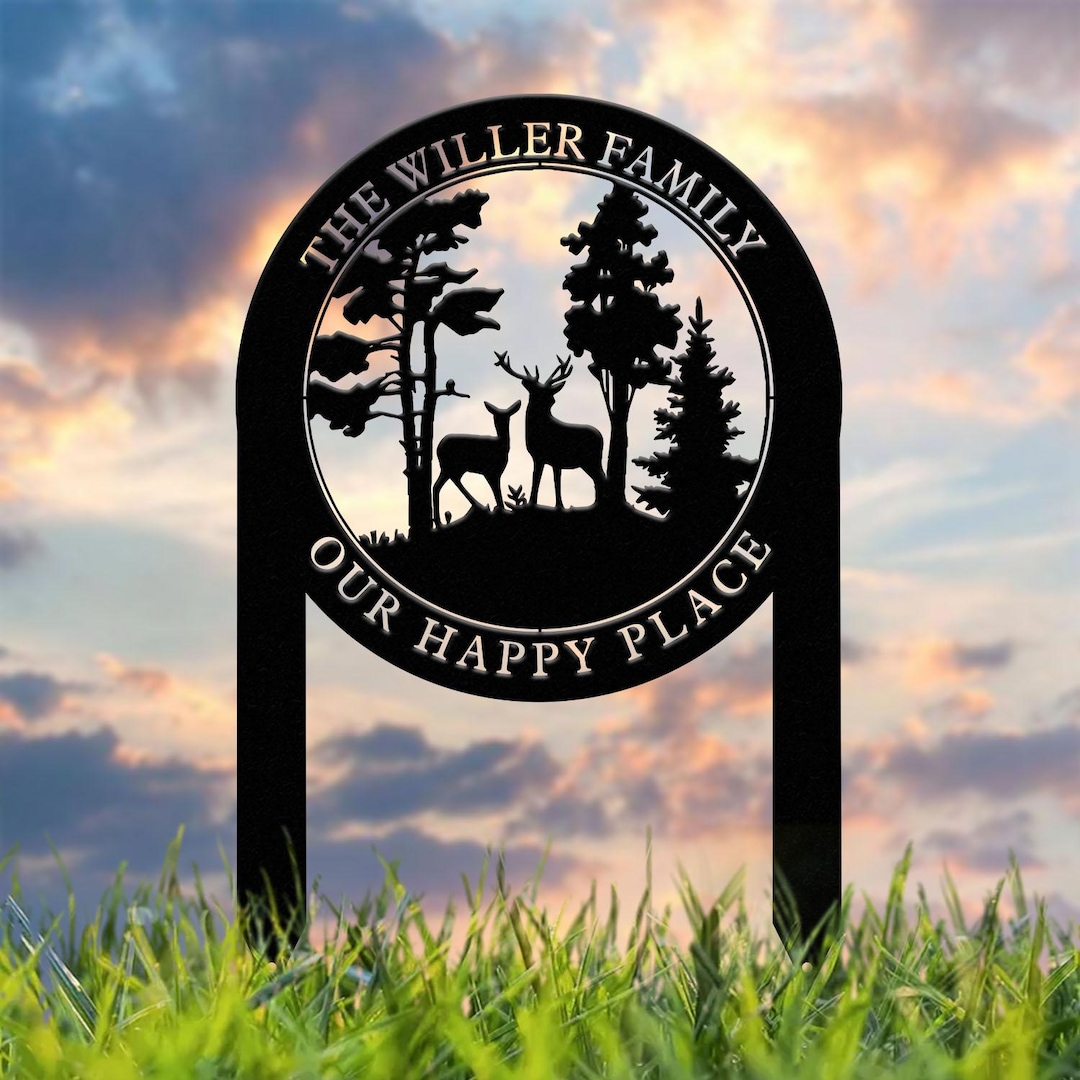 Personalized Custom Metal Deer Sign Stake, Custom Metal Name Signs ...