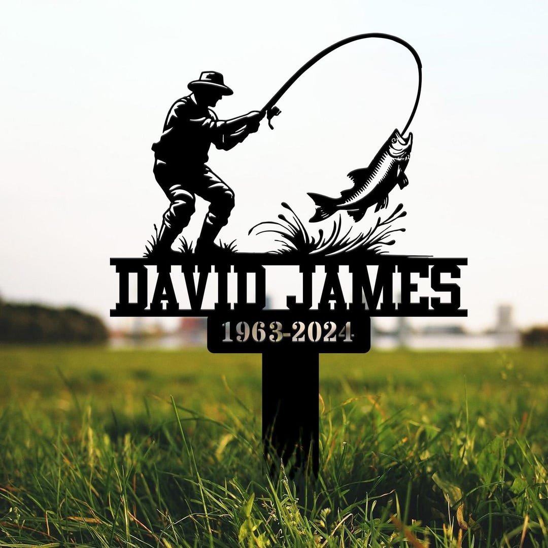 Custom Fishing in Heaven Memorial Plaque Stake: Perfect for Honoring a ...