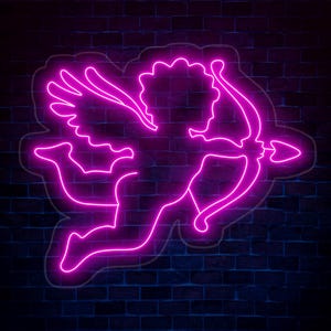 Cupid Neon Sign - LED Angel With Bow and Arrow, Valentine’s Day Decor ...