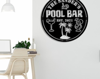 Personalized Backyard Pool Metal Sign LED, Outdoor Wall Decor, Pool ...