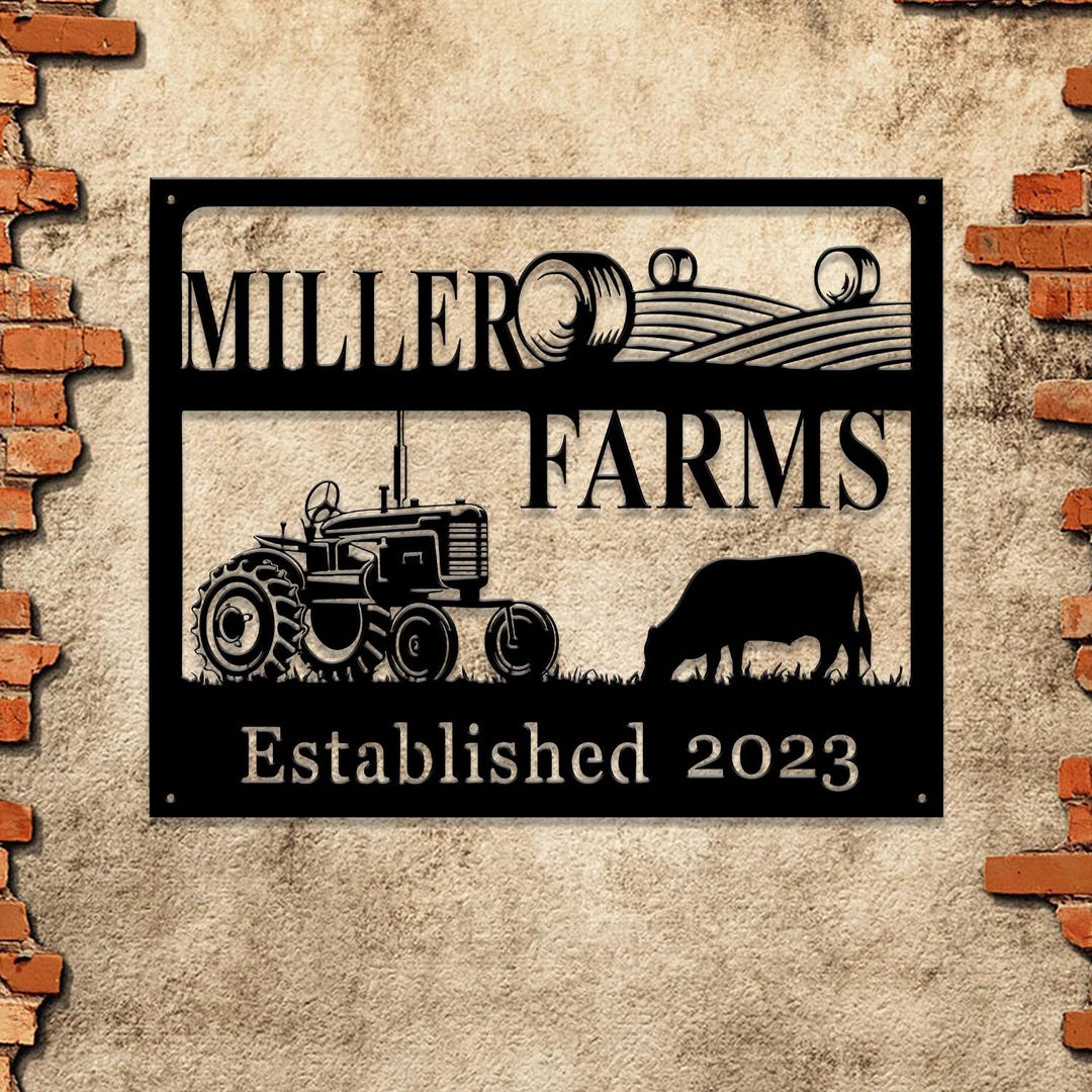 Custom Farm Sign - Personalized Tractor Metal Décor. Ideal for Barns ...