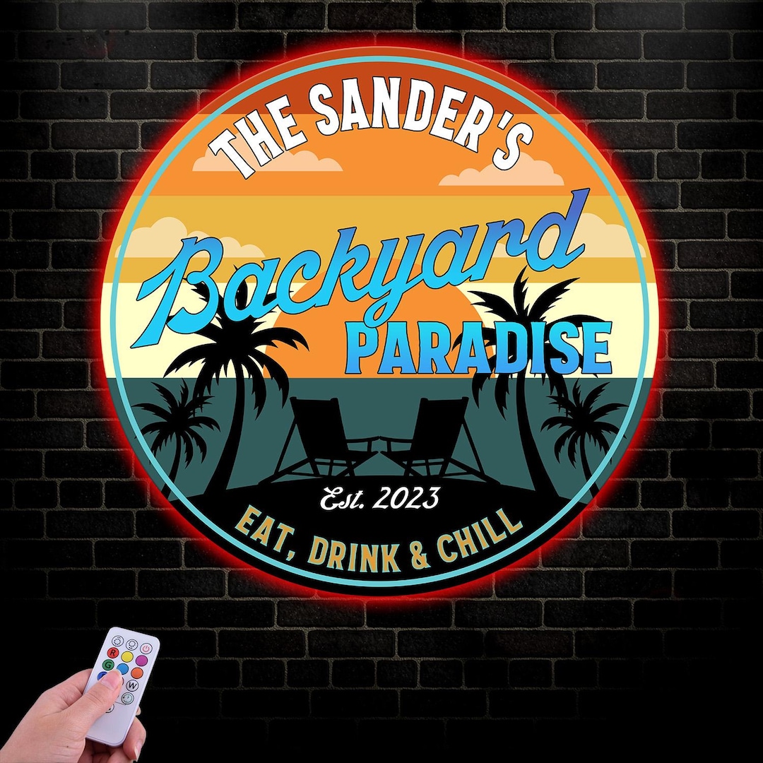 Custom Retro Poolside Paradise Sign Perfect for Your Backyard Pool Add ...