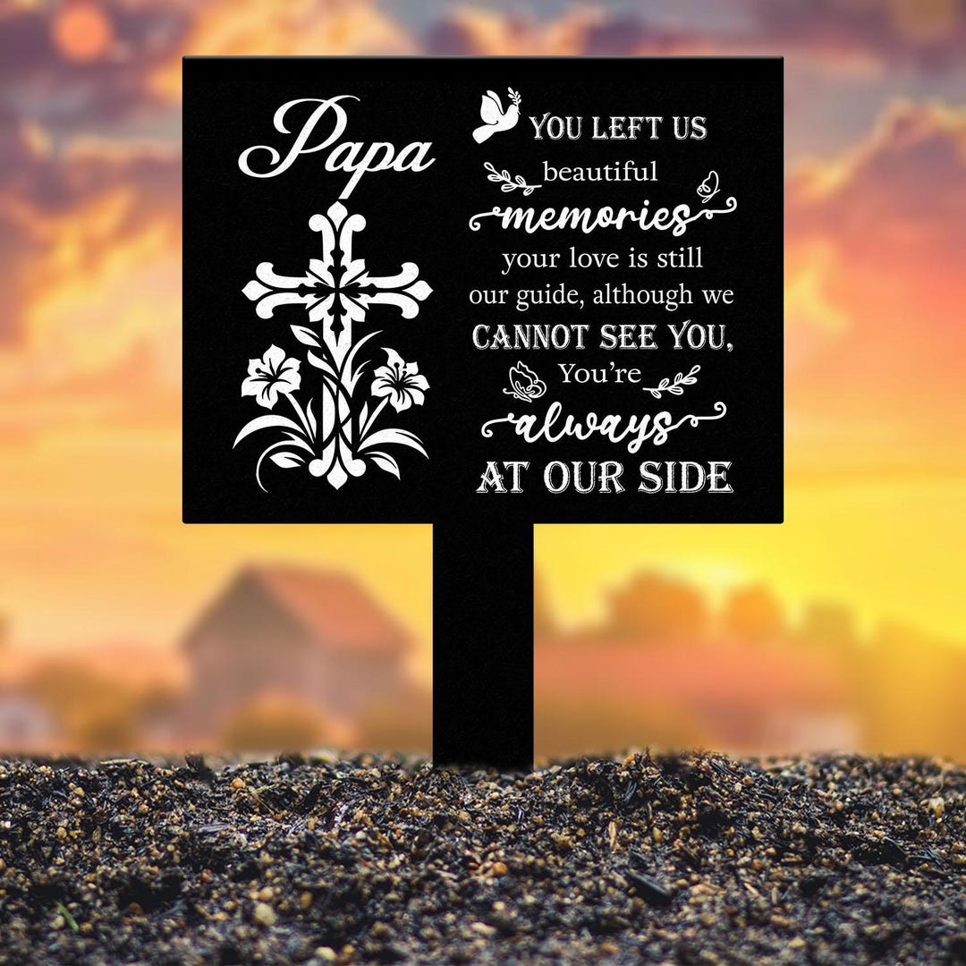 Personalized Memorial Floral Cross Metal Plaque Stake, Indoor Outdoor ...