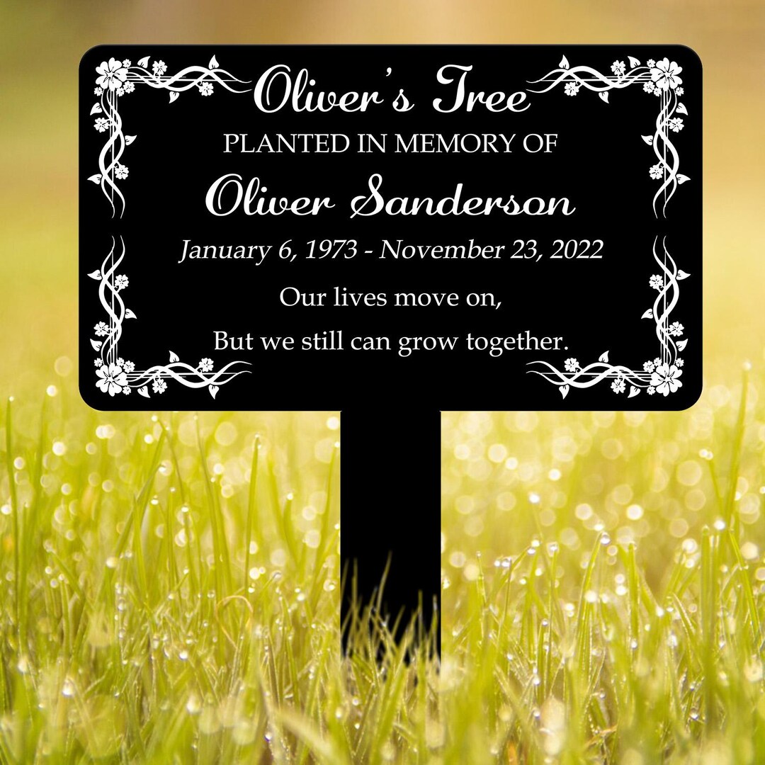 Personalized Memorial Tree Sign: Custom Metal Name Plate With Stake ...