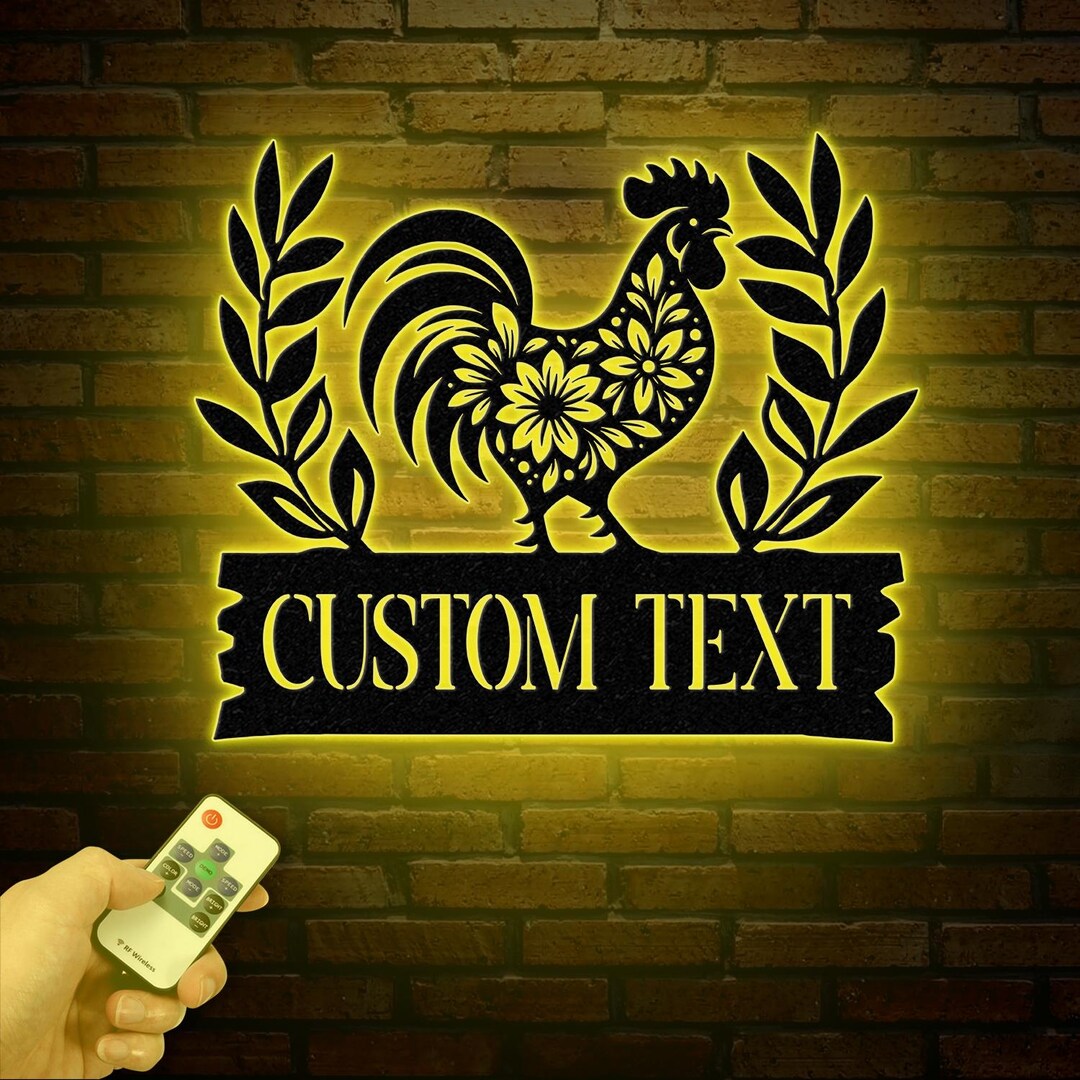 Personalized Floral Chicken Farm Sign With Led Lights, Hen House Decor ...