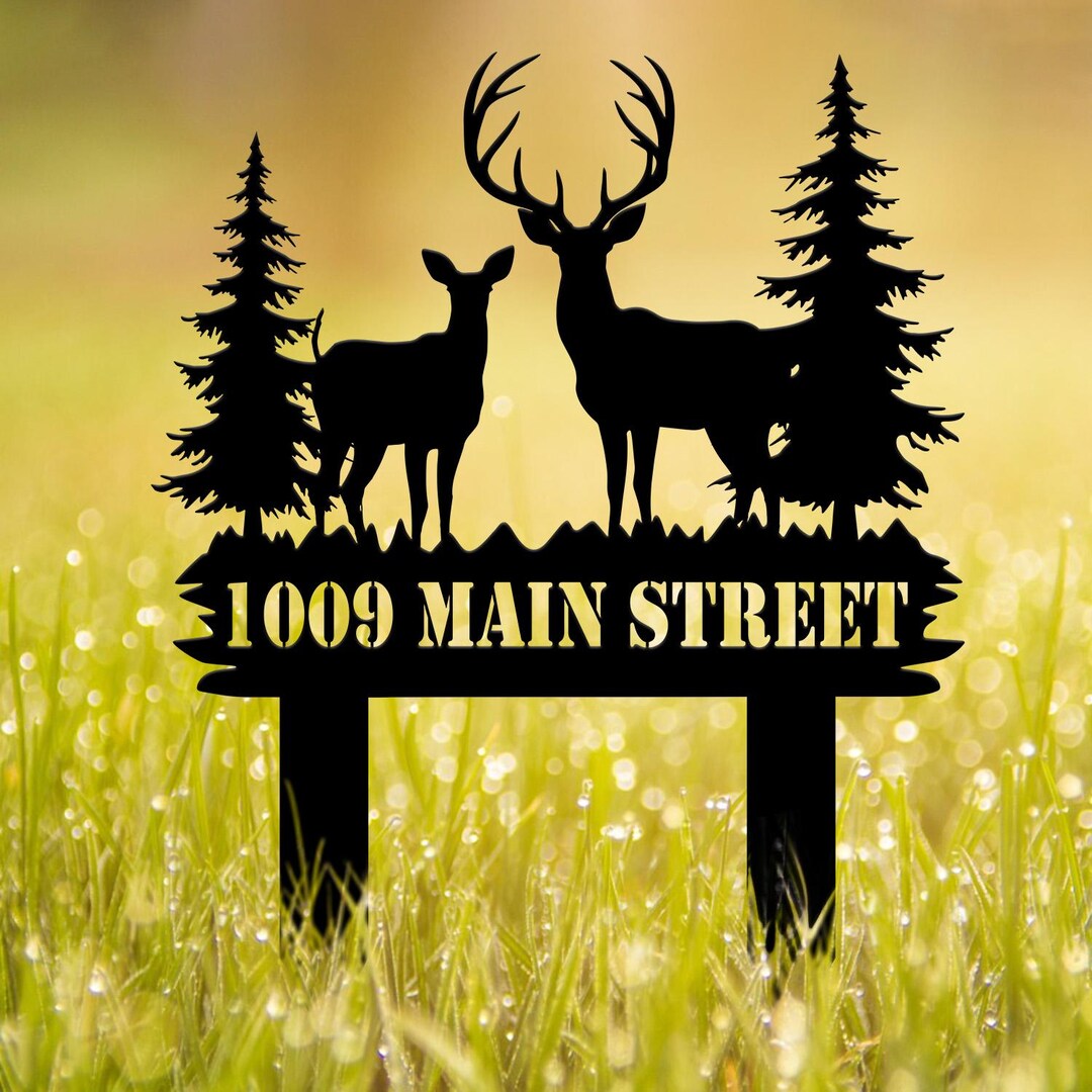 Personalized Deer Metal Address Sign - Custom House Number Plaque for ...