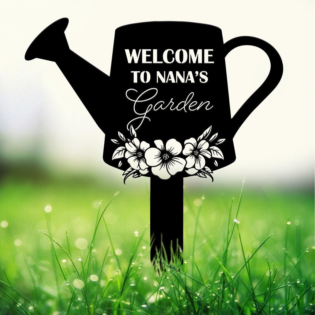Custom Floral Watering Can Garden Stake: Personalized Metal Sign ...
