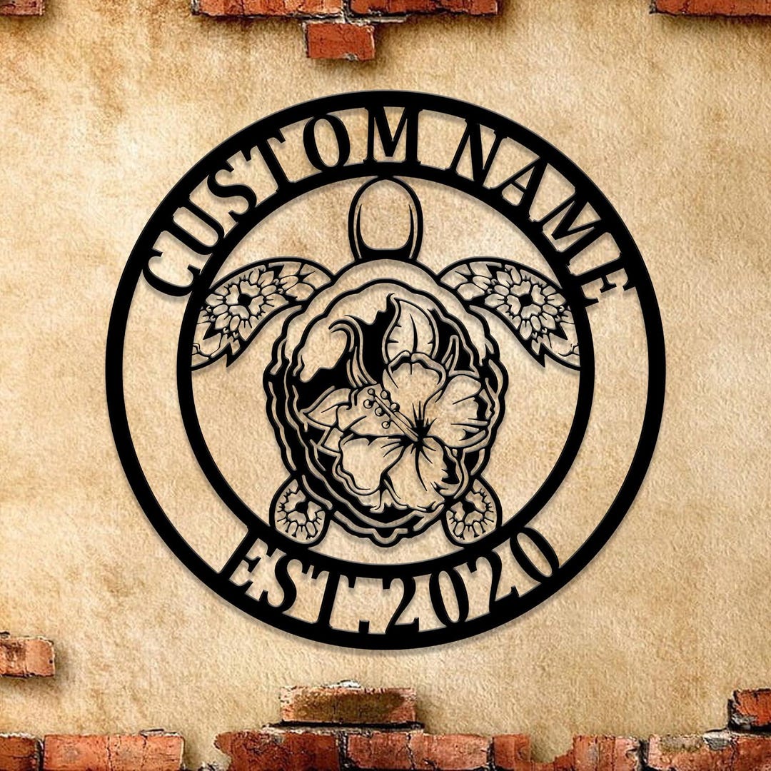 Personalized Turtle Name Sign, Custom Beach House Decor, Sea Turtle ...