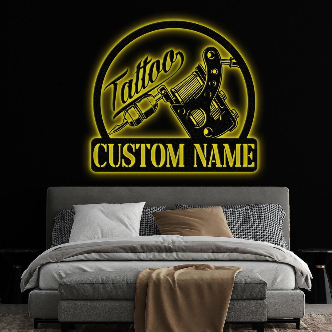 Custom Tattoo Artist Metal Sign With LED Light Personalized Ink Studio ...