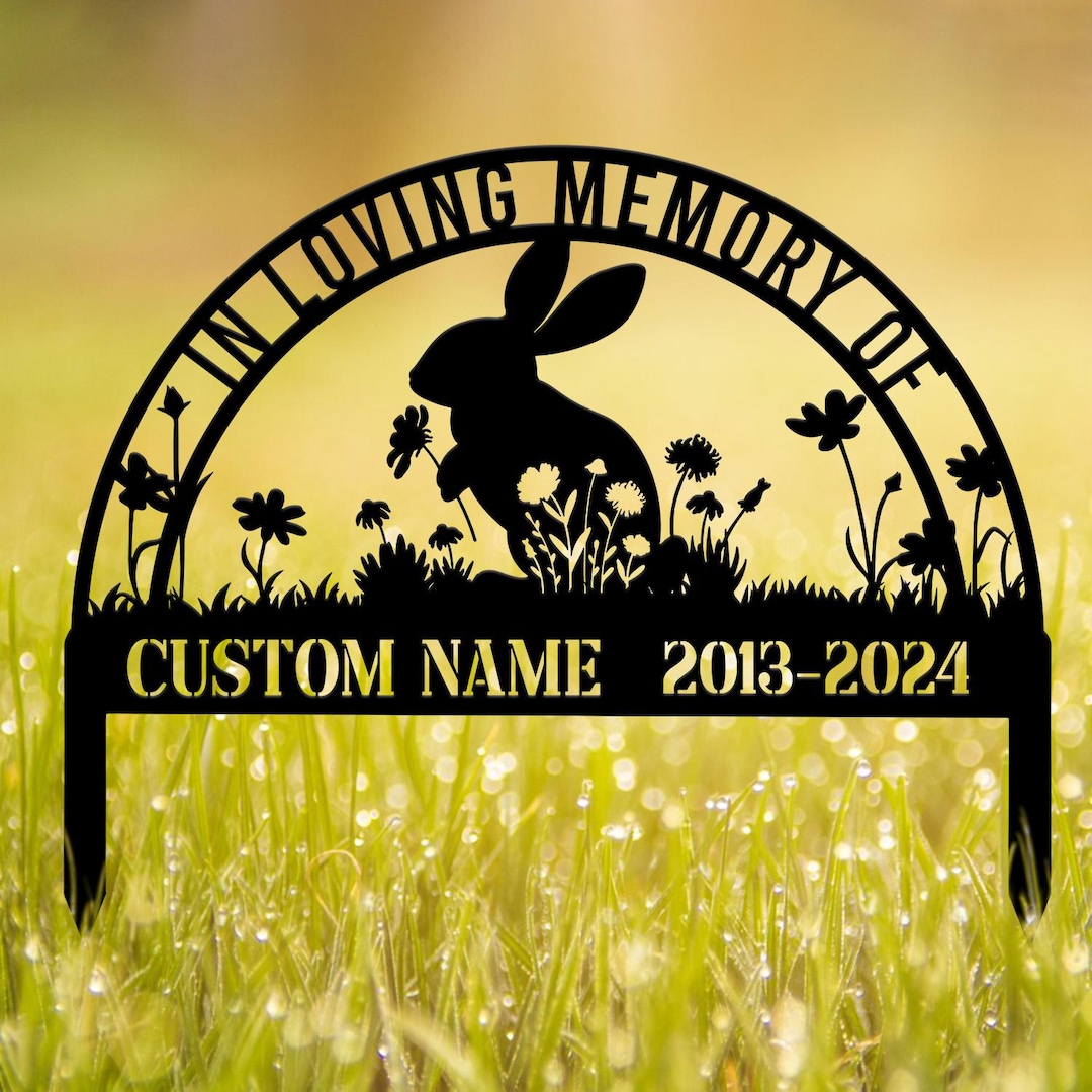 Personalized Rabbit Bunny Memorial Stake, Bunny Grave Marker, Metal ...