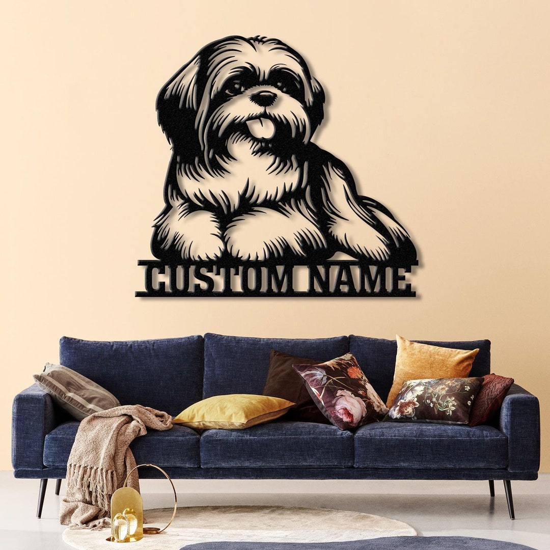 Custom Metal Shih Tzu Sign With Led Light, Shih Tzu Family Name Gift ...