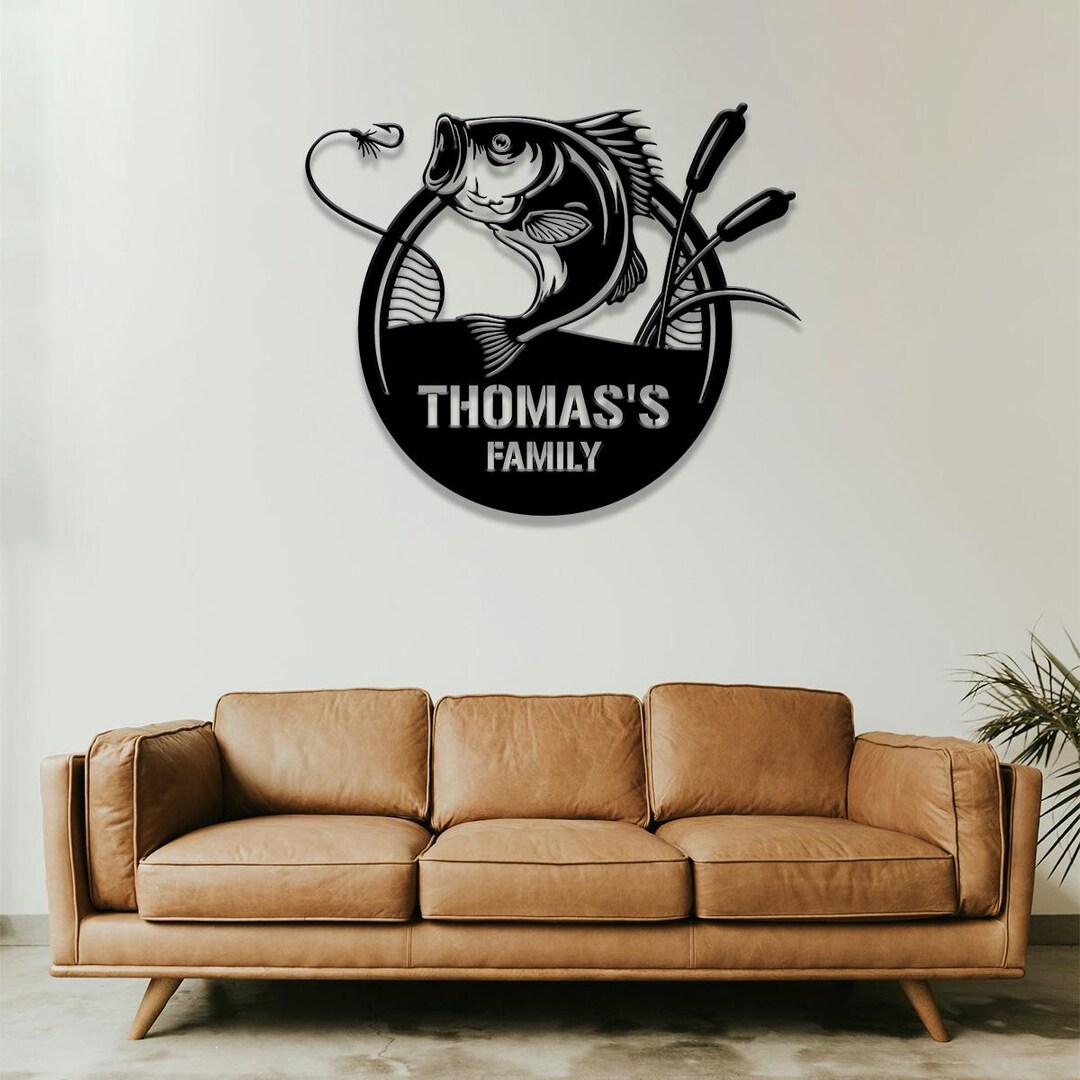 Personalized Fishing Family LED Sign Custom Name Metal Wall Art ...