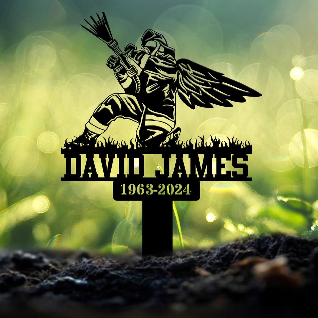 Personalized Firefighter Memorial Plaque With Angel Wings, Custom Metal ...