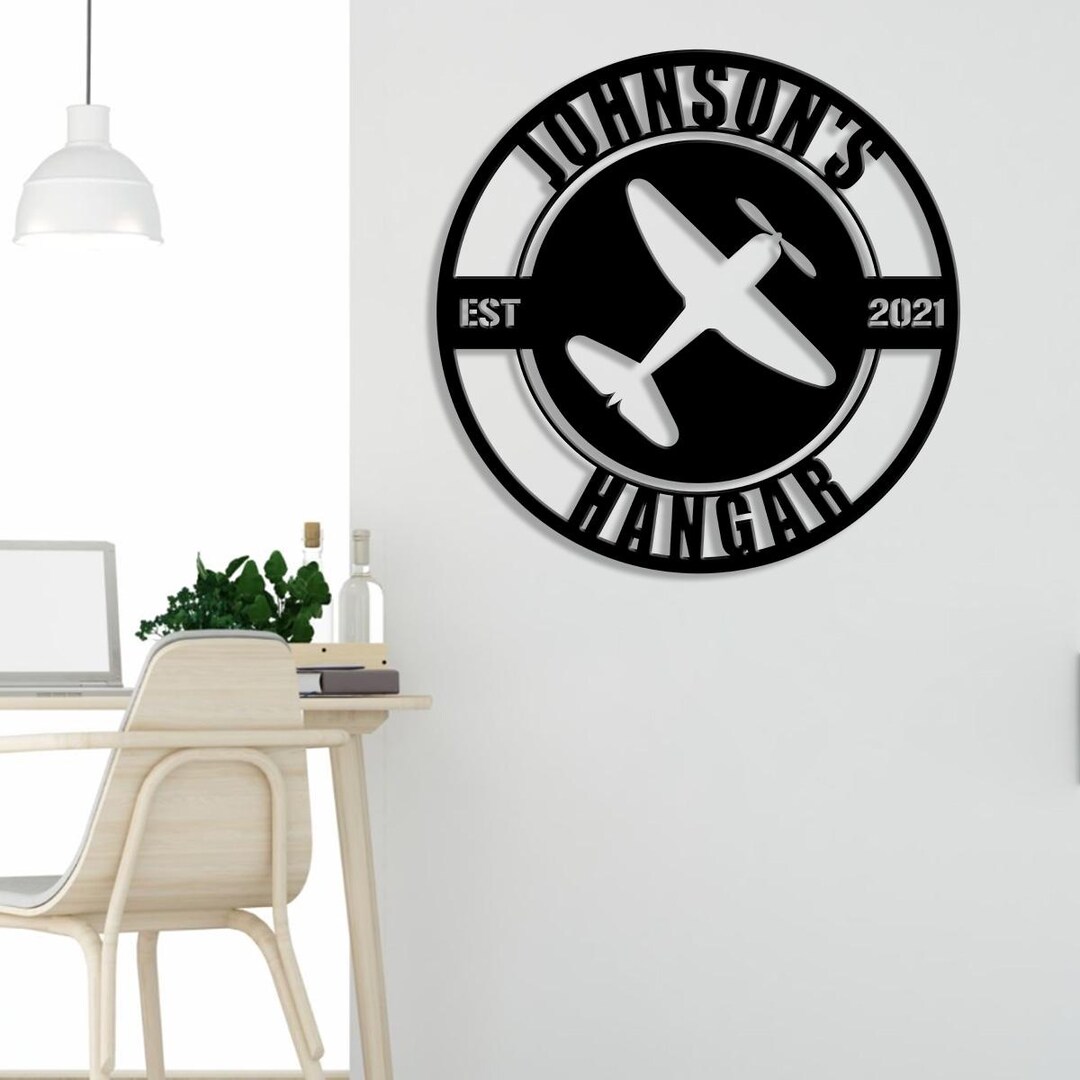 Personalized Airplane Hangar Sign Custom Pilot Name Sign Aviation Lover ...