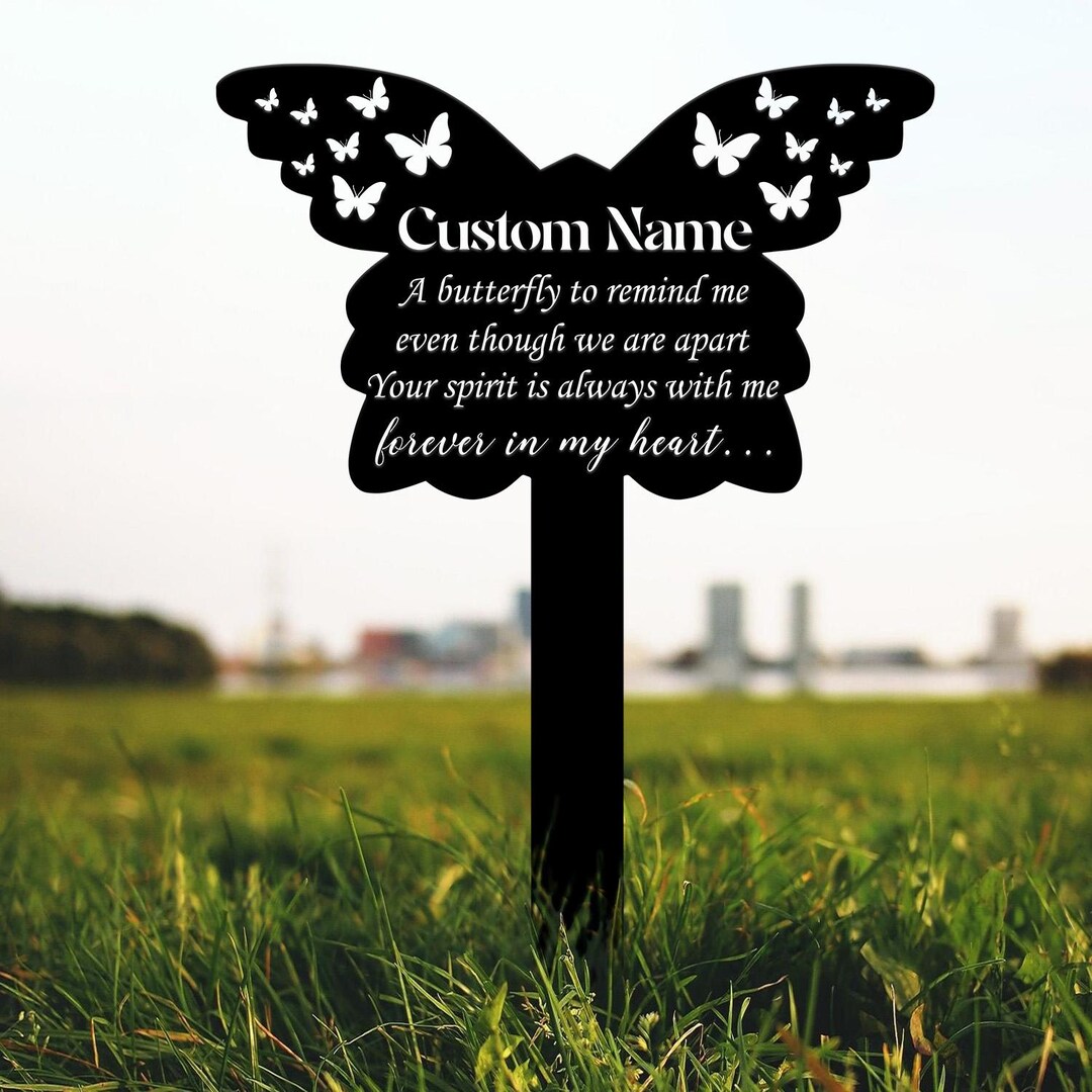 Custom Butterfly Memorial Cross Stake Metal, Cross With Hearts ...