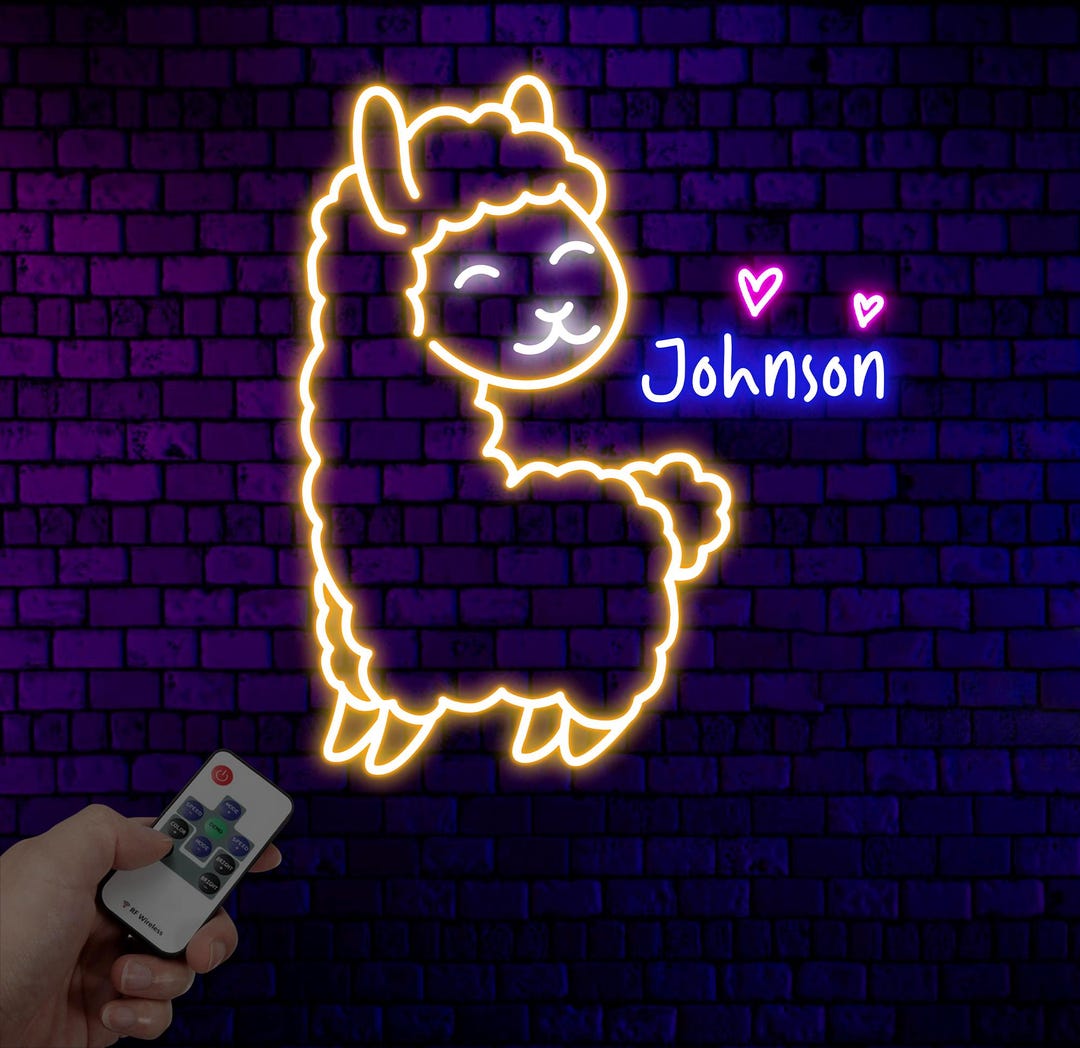 Custom Llama Neon Sign, Personalized Llama LED Light, Animal Lover Wall ...