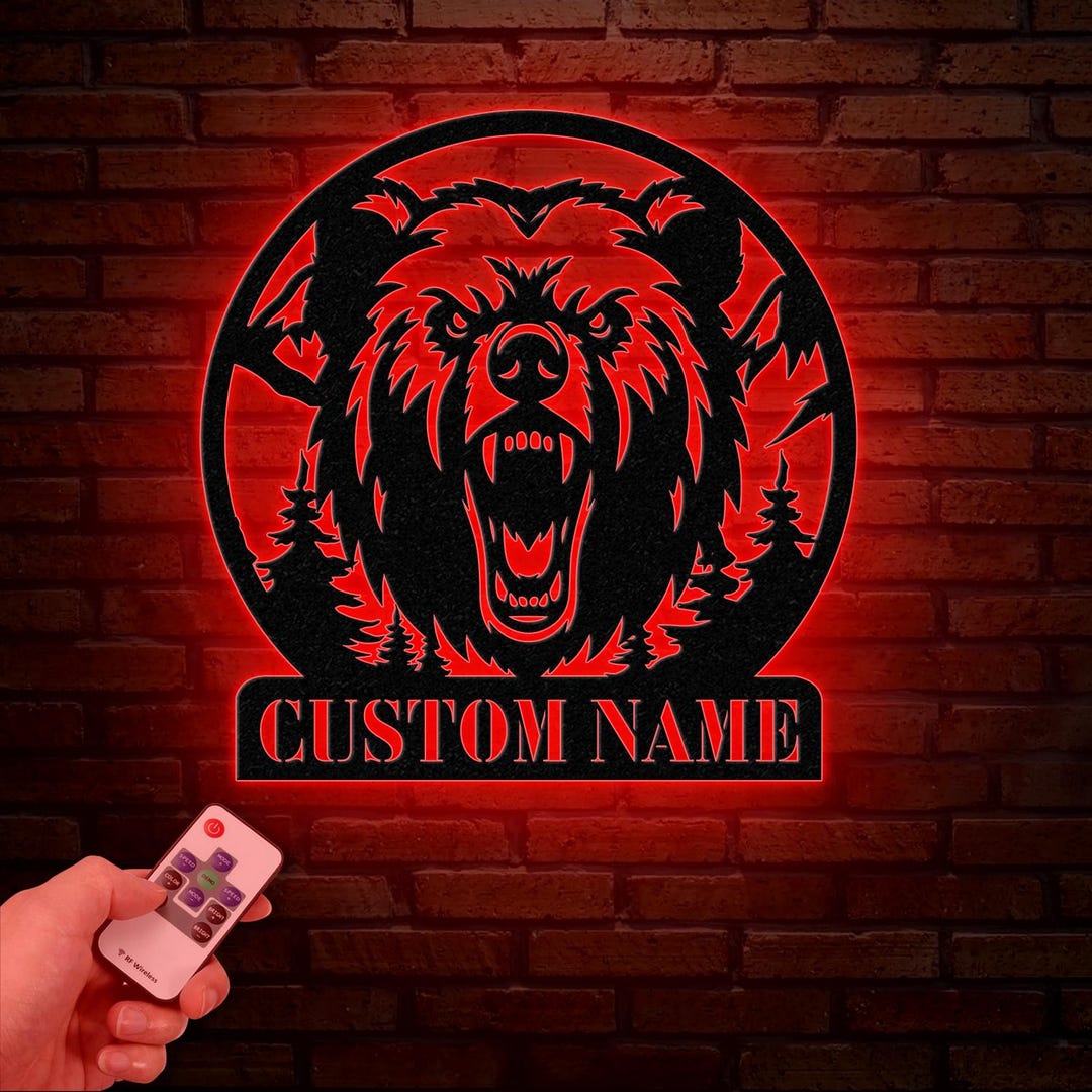 Personalized Metal Bear Sign, Bear Cabin Sign, Cabin Decor, Outdoor ...