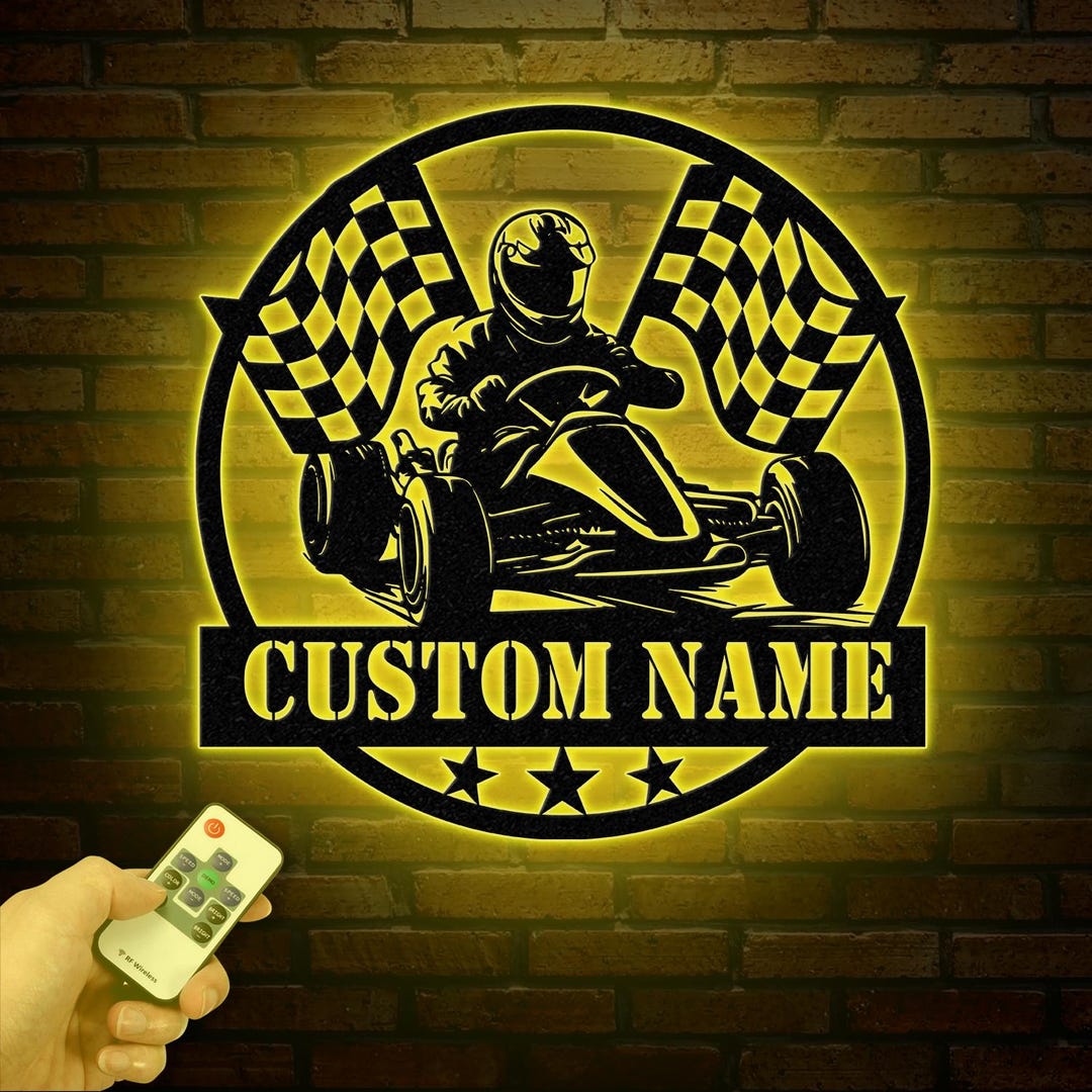 Personalized Go Kart Racing Metal Sign With LED Light, Custom Go Kart ...