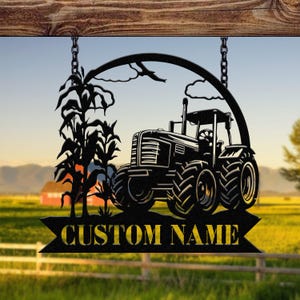 Custom Farm Sign With Tractor, Corn Farming Sign, Personalized Farm ...