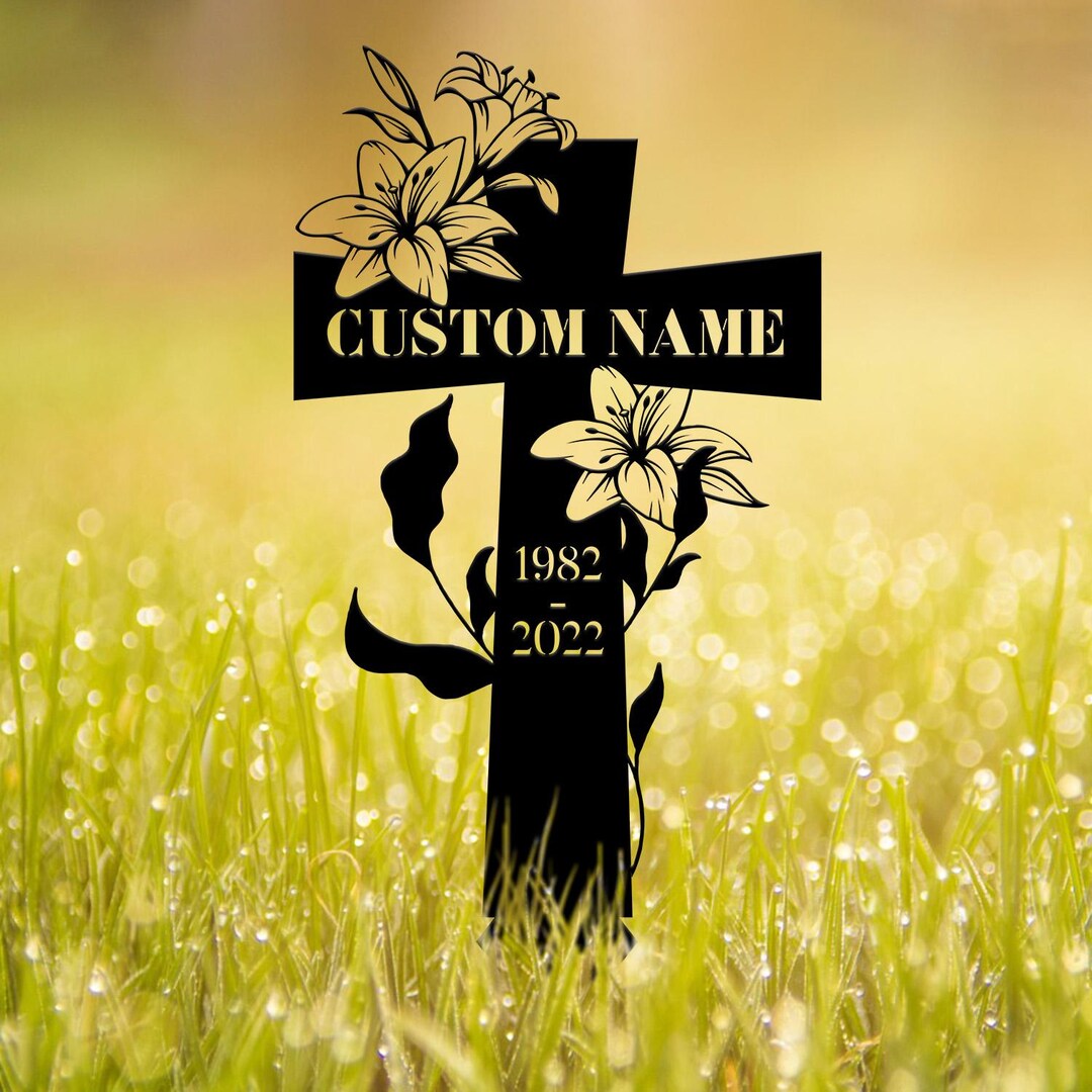 Custom Metal Memorial Cross, Grave Marker, Sympathy Gifts, Remembrance ...