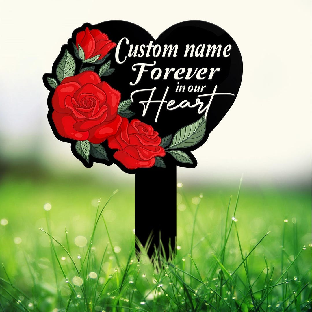 Personalized Roses Memorial Stake: A Heartfelt Sympathy Gift and Grave ...