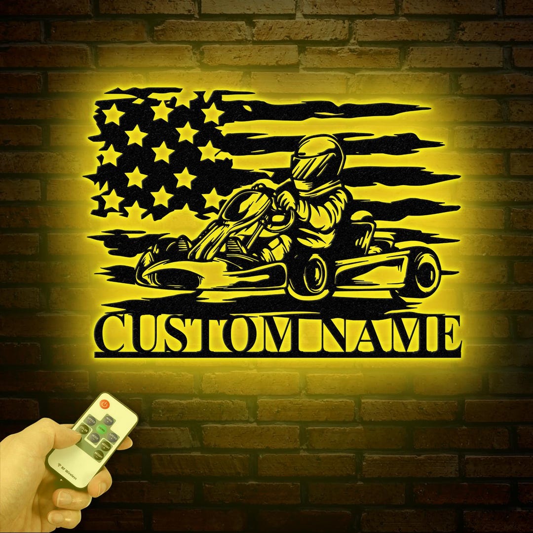 Personalized Go Kart Racing Metal Sign With LED Light, Custom Go Kart ...