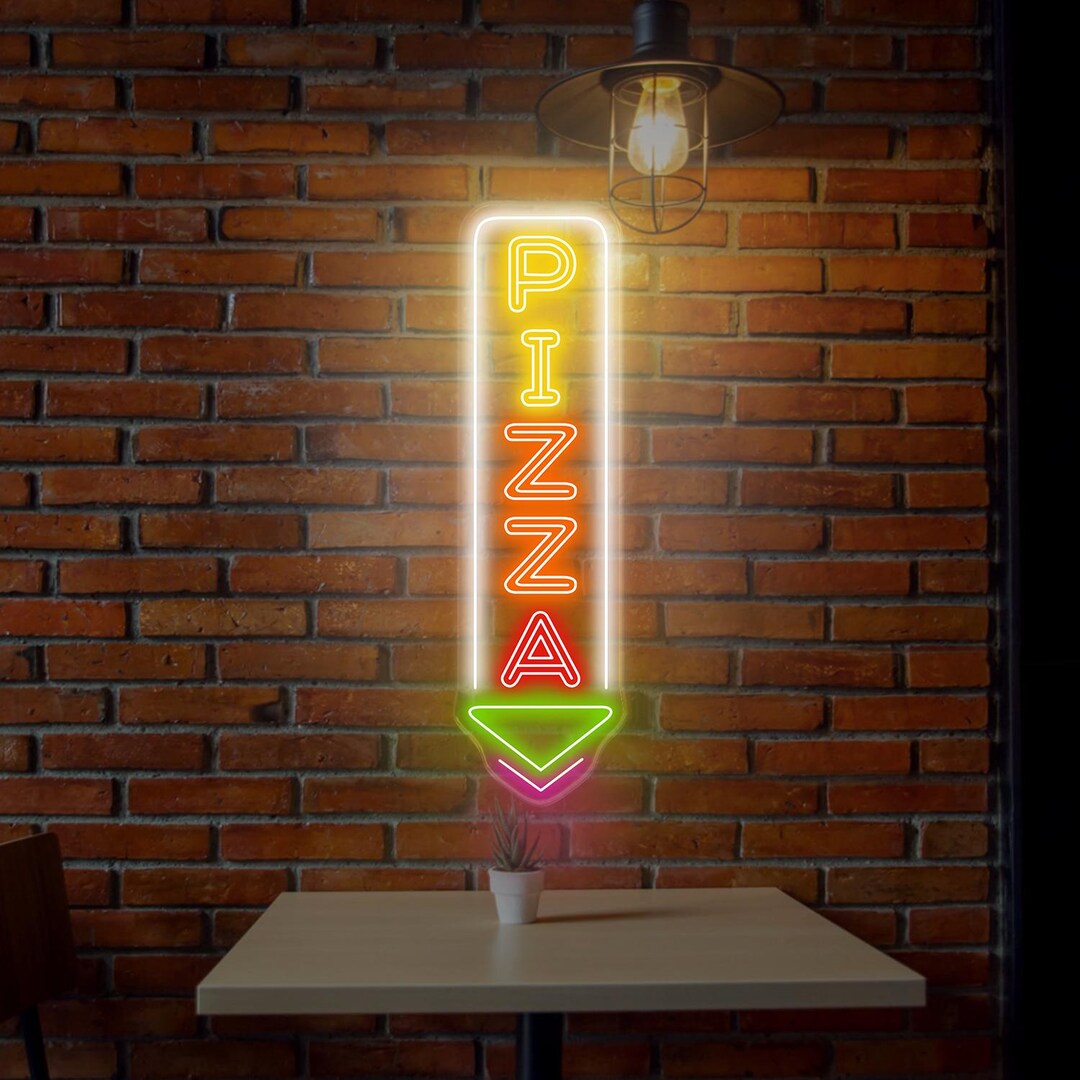 Custom Pizza Neon Sign, LED Pizza Shop Decor, Vertical Pizza LED Light ...