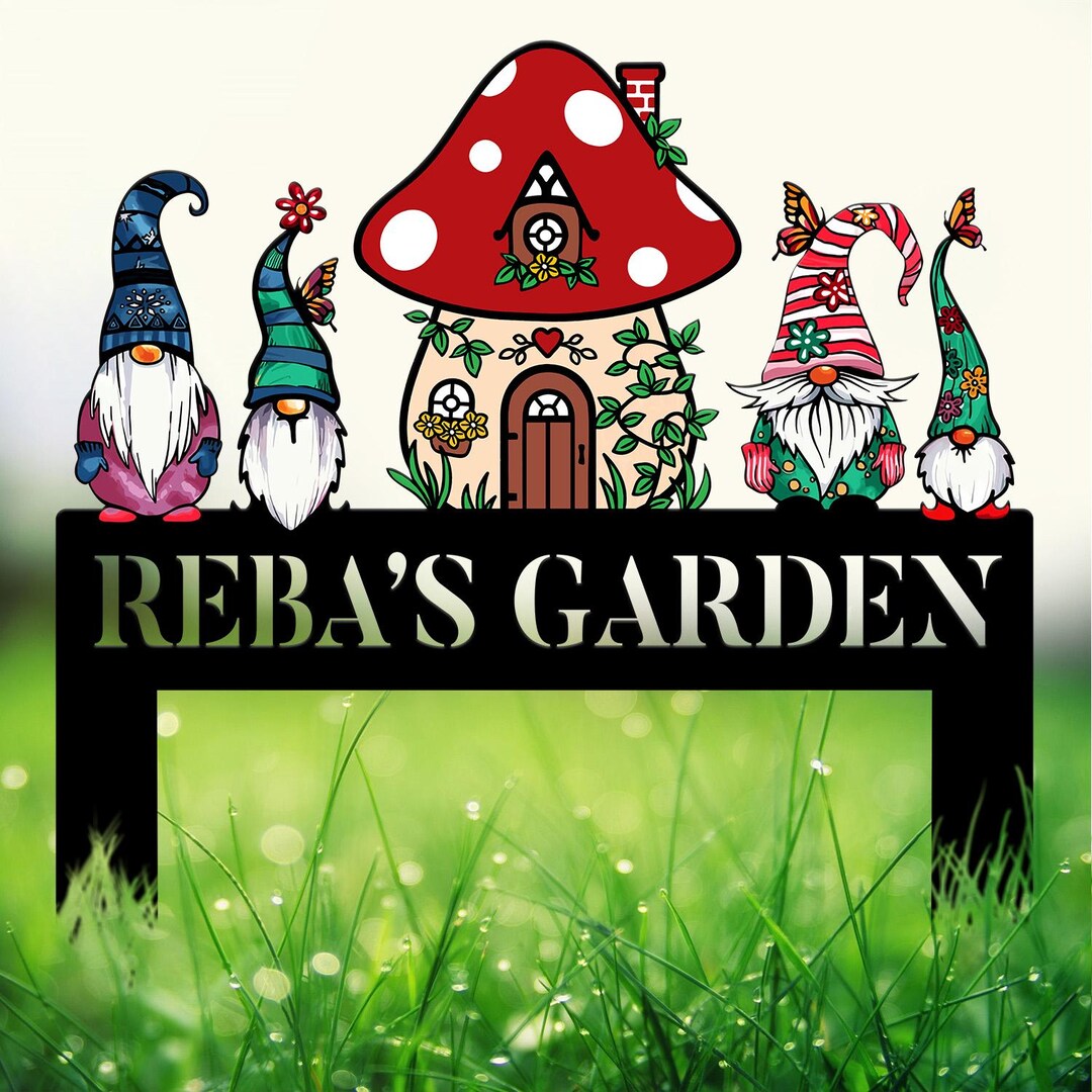 Custom Gnome Yard Sign, Metal Gnome Garden Sign With Stake, Custom ...
