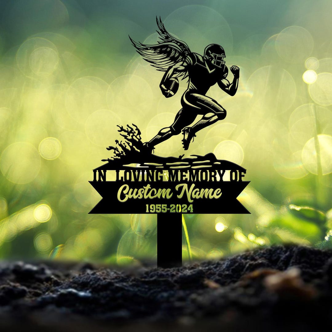 Personalized Football Player Memorial Plaque Stake: Custom Metal Cross ...