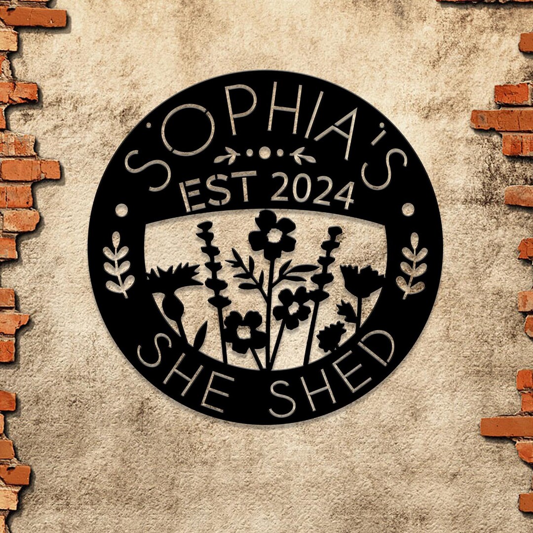 Custom She Shed Metal Sign: Personalized With Name & Est. Date. Perfect ...