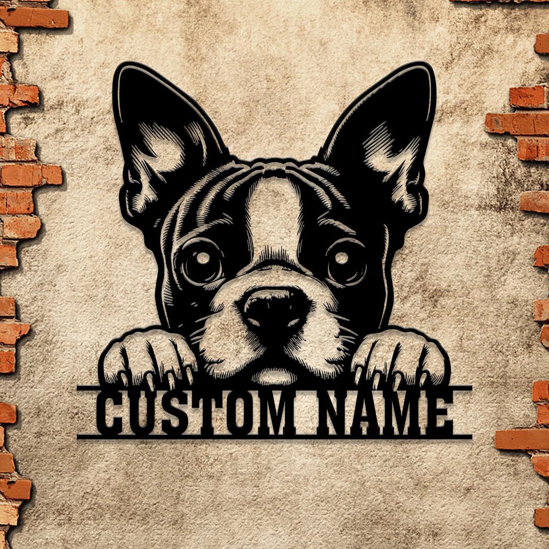 Custom LED Boston Terrier Sign: Personalized Family Name Gift for Dog ...