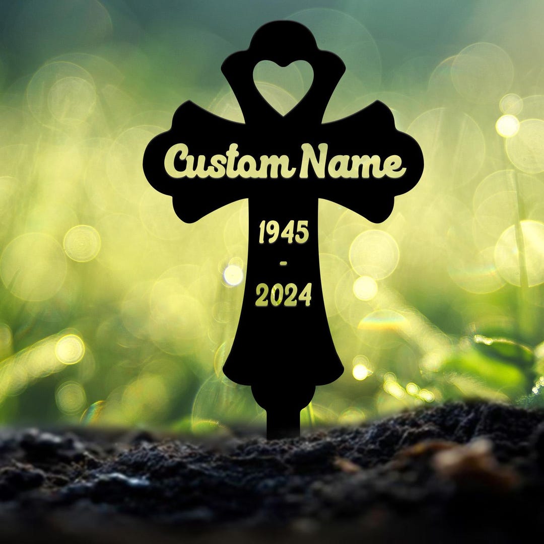 Personalized Metal Cross Memorial Stake: Custom Grave Marker, Memorial ...