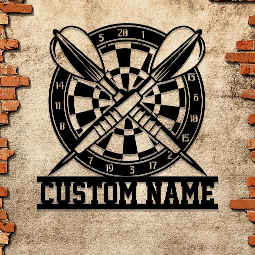 Custom LED Dartboard Metal Sign - Personalized Dart Player Name Wall ...
