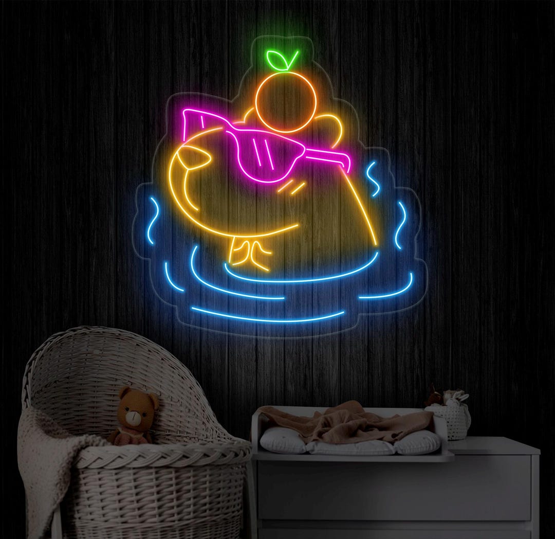Cute Capybara Neon Light - Sleeping Capybara LED Sign, Bedroom Wall ...