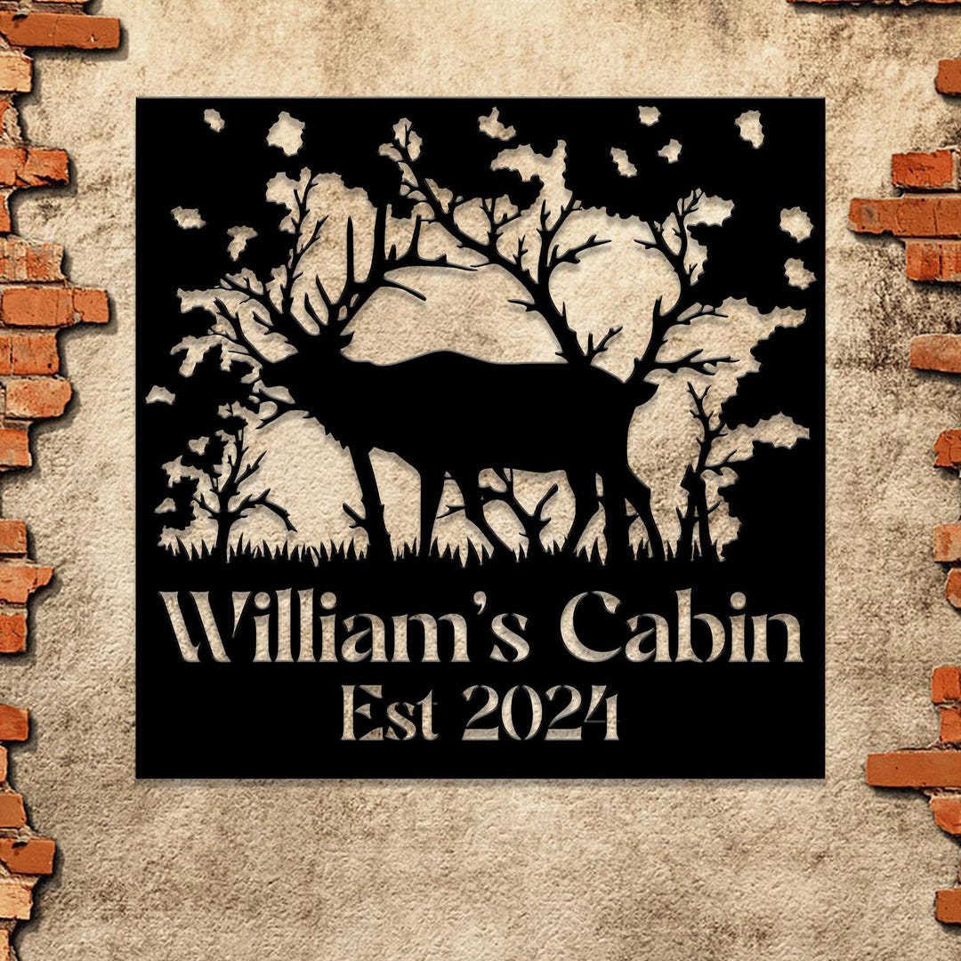 Personalized Hunting Sign, Outdoor Metal Elk Sign With Mountain ...
