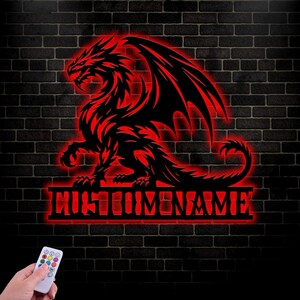 Custom Dragon Metal Art With LED Light: Personalized Dragon Name House ...