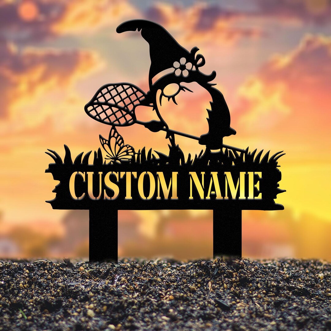Personalized Garden Gnome Yard Stake, Custom Gnome Gifts, Gnome Metal ...