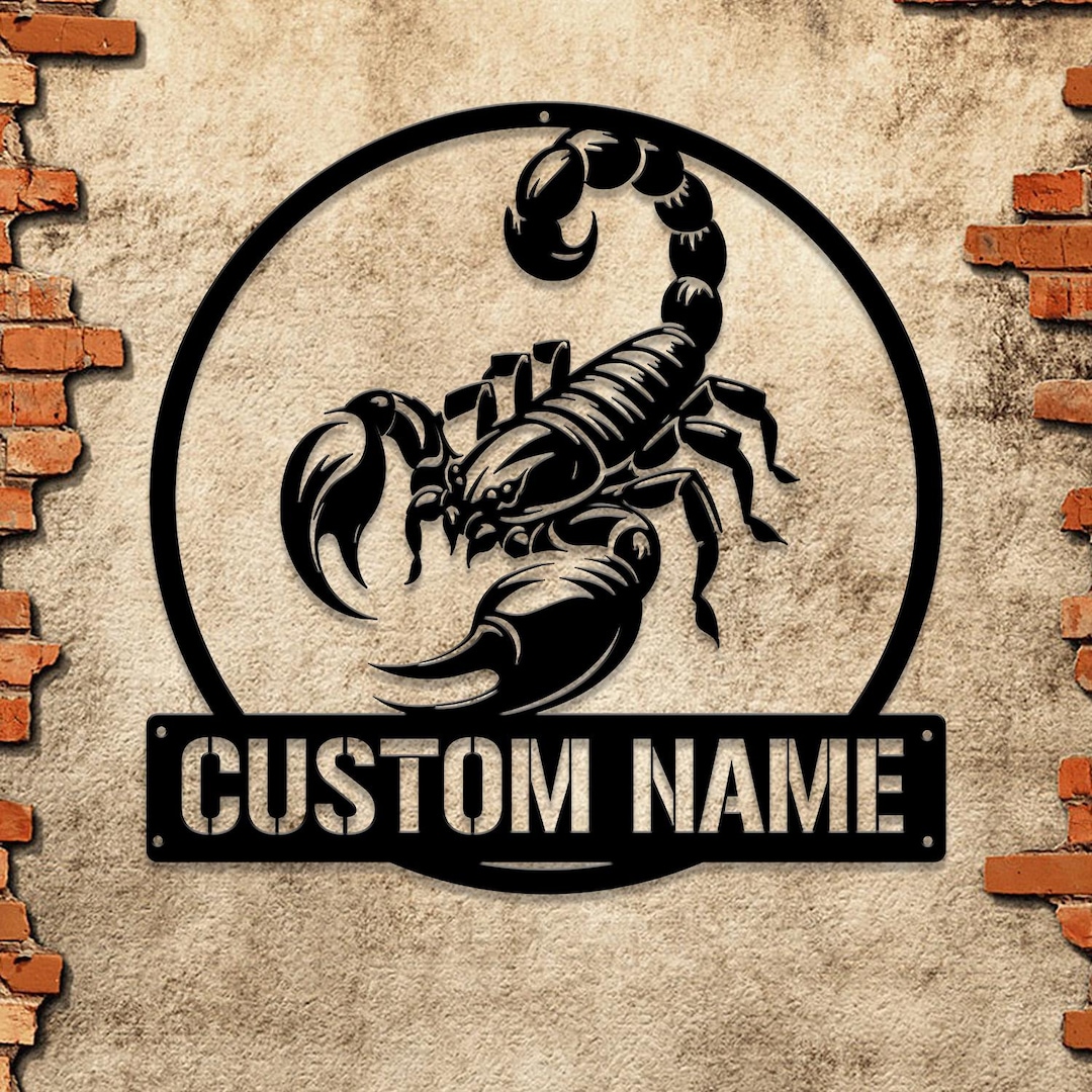 Custom Scorpion Metal Wall Art LED Light: Personalized Scorpion Name ...