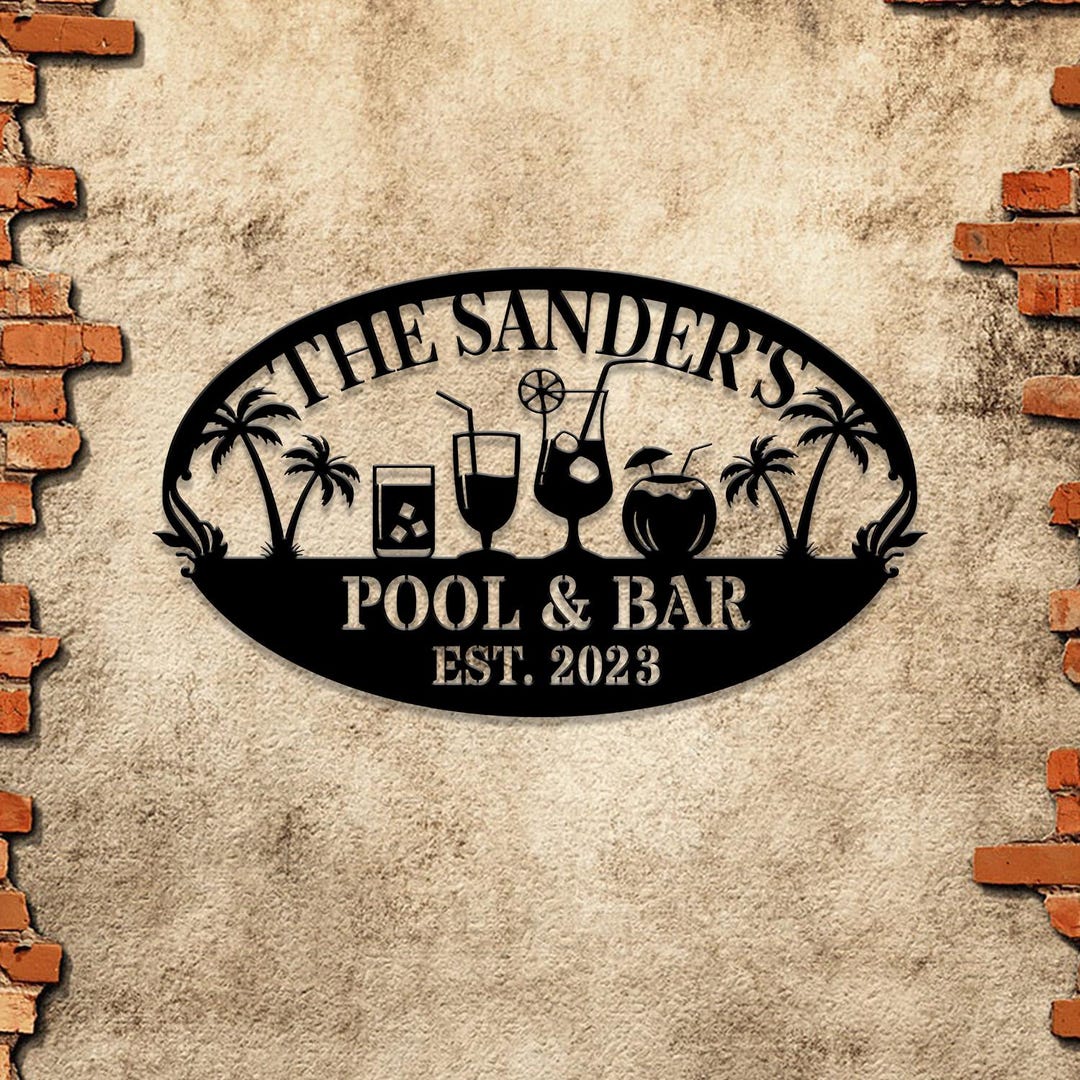 Custom LED Family Pool & Bar Sign, Personalized Metal Pool Sign, Pool ...