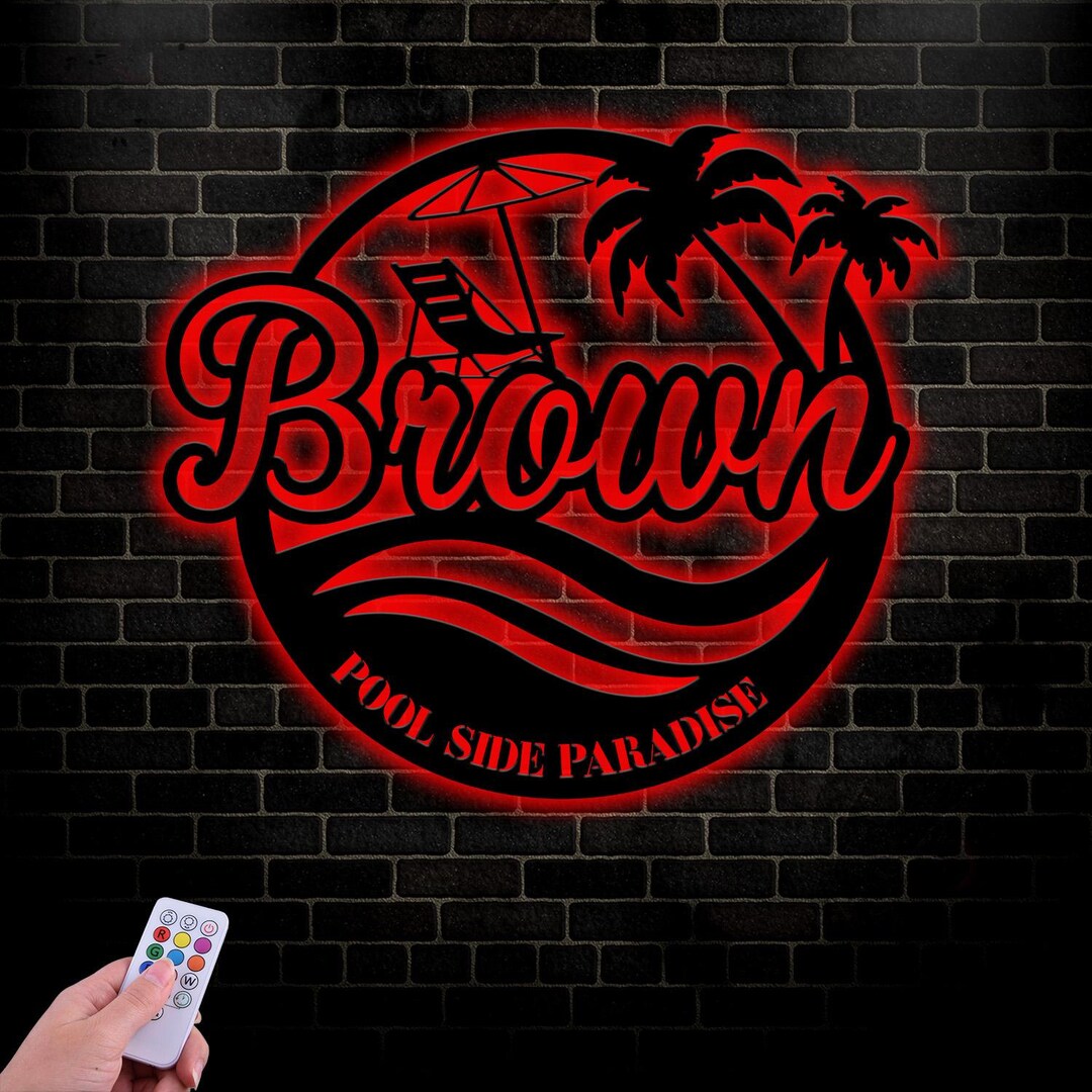 Custom LED Poolside Oasis Sign, Personalized Pool Decor, Backyard Pool ...