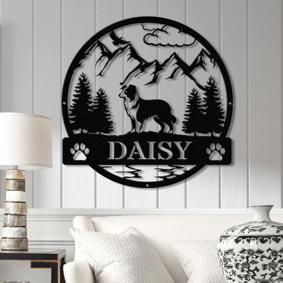 Custom Border Collie Metal Sign: Dog Name Wall Art - Etsy