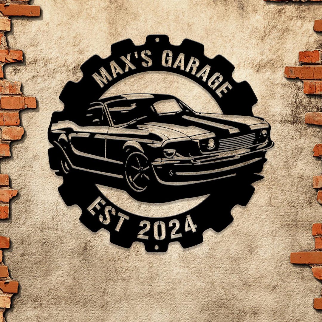 Custom Metal Car Garage Sign With LED Light: Personalized Metal Wall ...