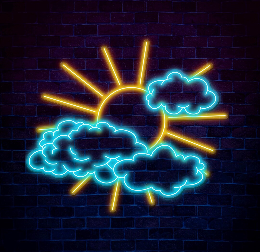 Custom Sun and Clouds Neon Sign, LED Sun Wall Decor for Bedroom, Light ...